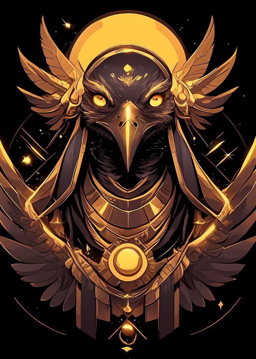 'Golden Bird Deity Illustration' Poster, picture, metal print, paint by ...