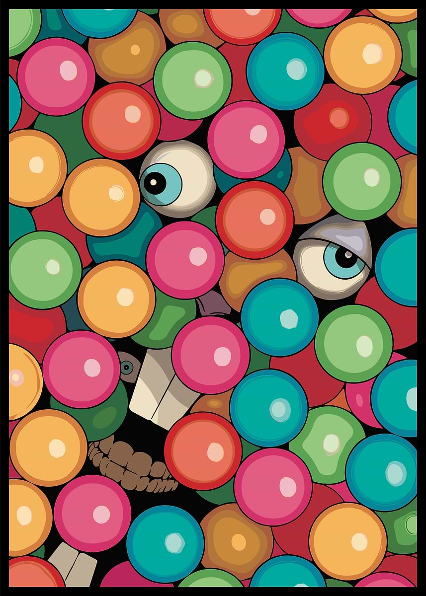 'Gumball Eyes Ball' Poster, picture, metal print, paint by Busarakham ...