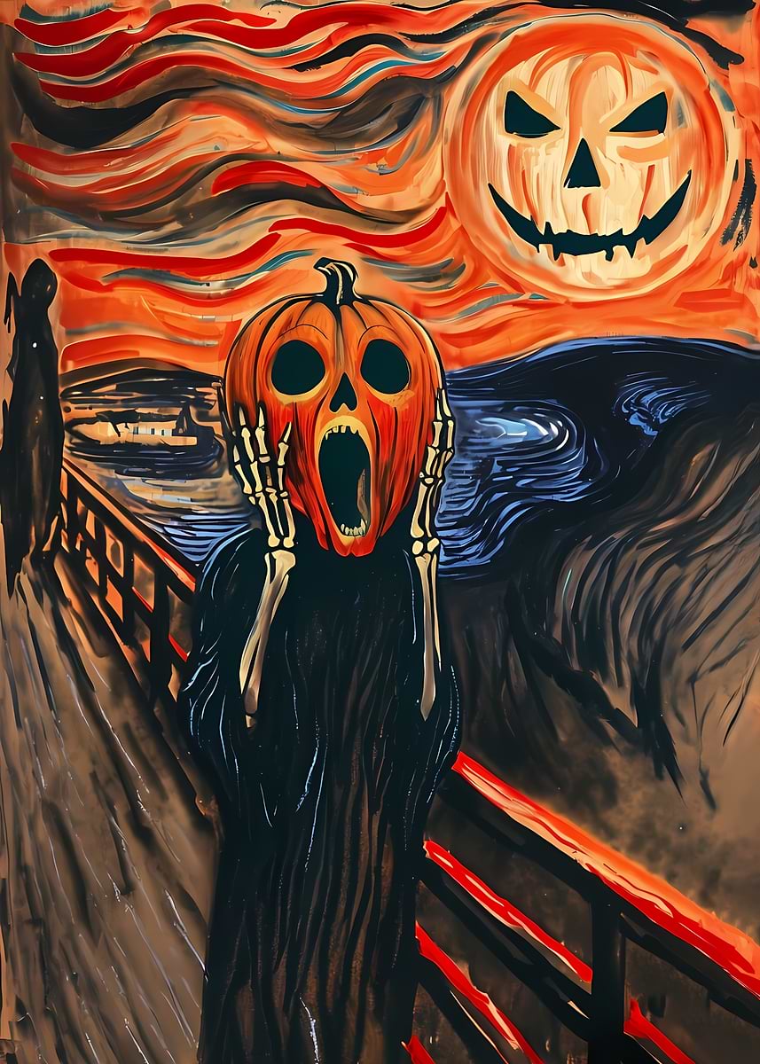 'Halloween Scream Pumpkin Painting' Poster, picture, metal print, paint ...