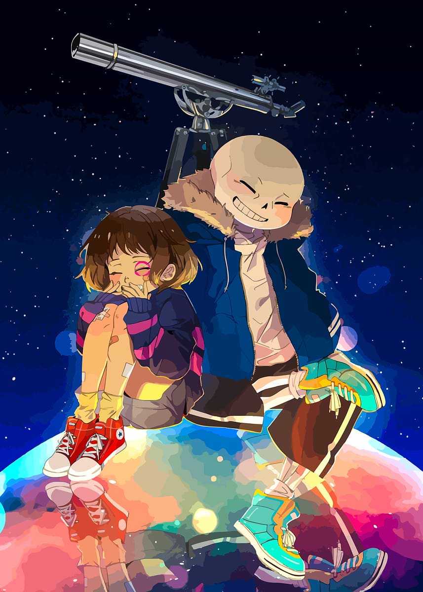 'Undertale: Sans and Frisk Stargazing' Poster, picture, metal print ...