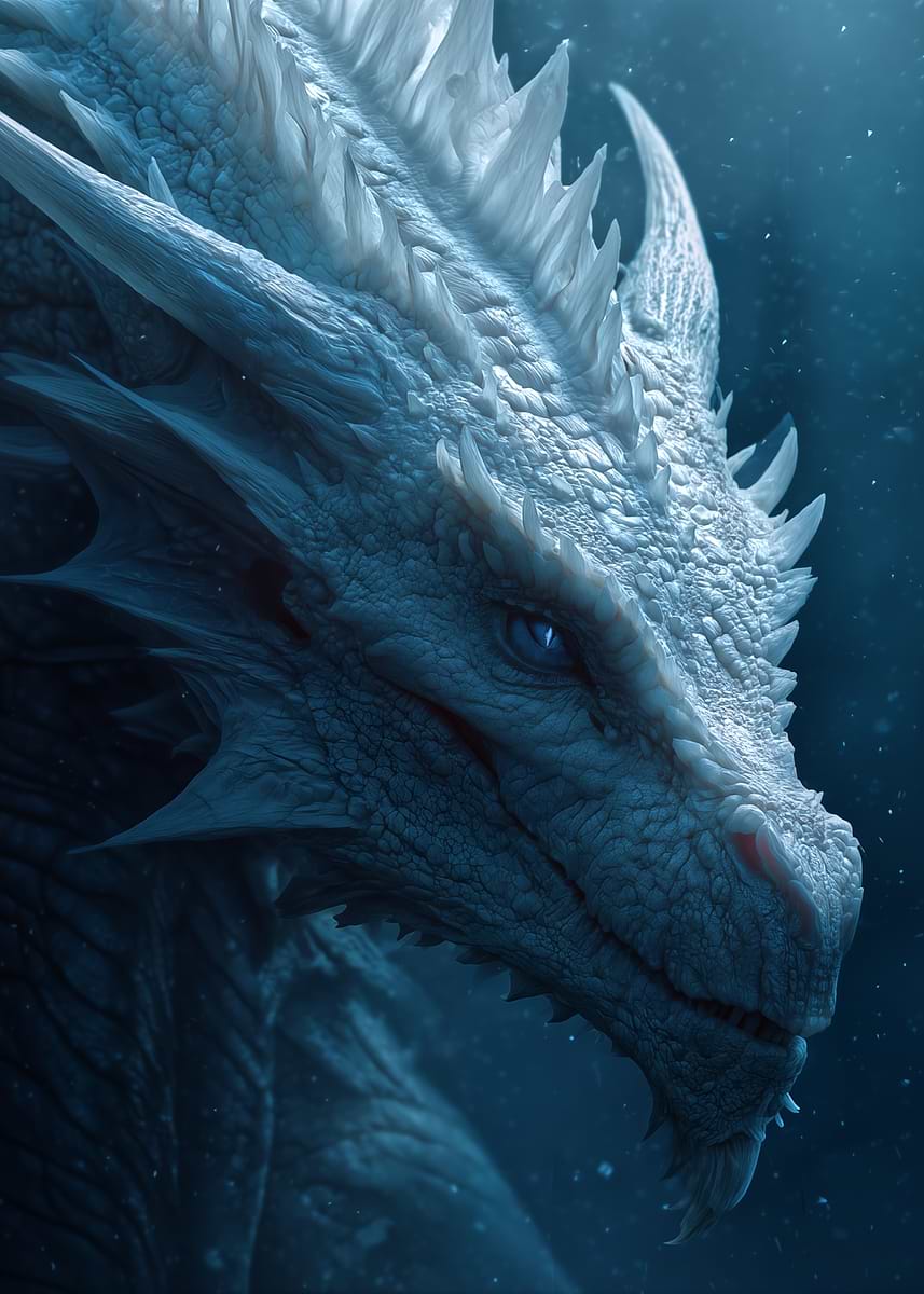 'Icy Dragon Portrait' Poster, picture, metal print, paint by Daorius ...