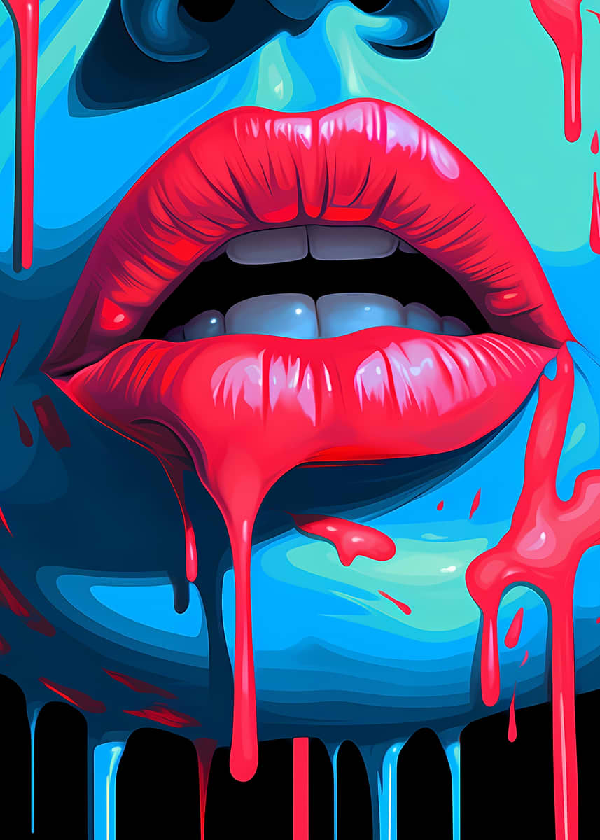 'Pop Art Dripping Lips' Poster, picture, metal print, paint by Tao ...