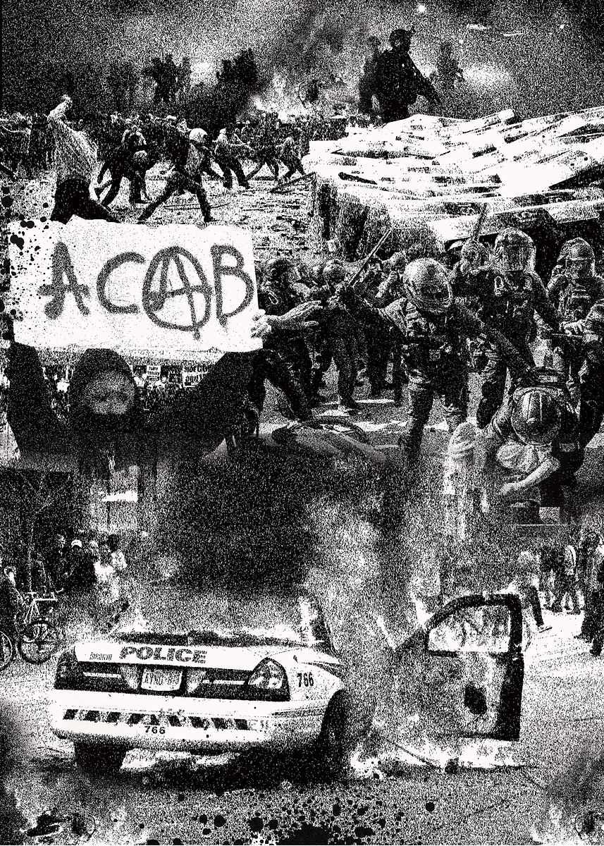 'Black and White Protest Collage' Poster, picture, metal print, paint ...
