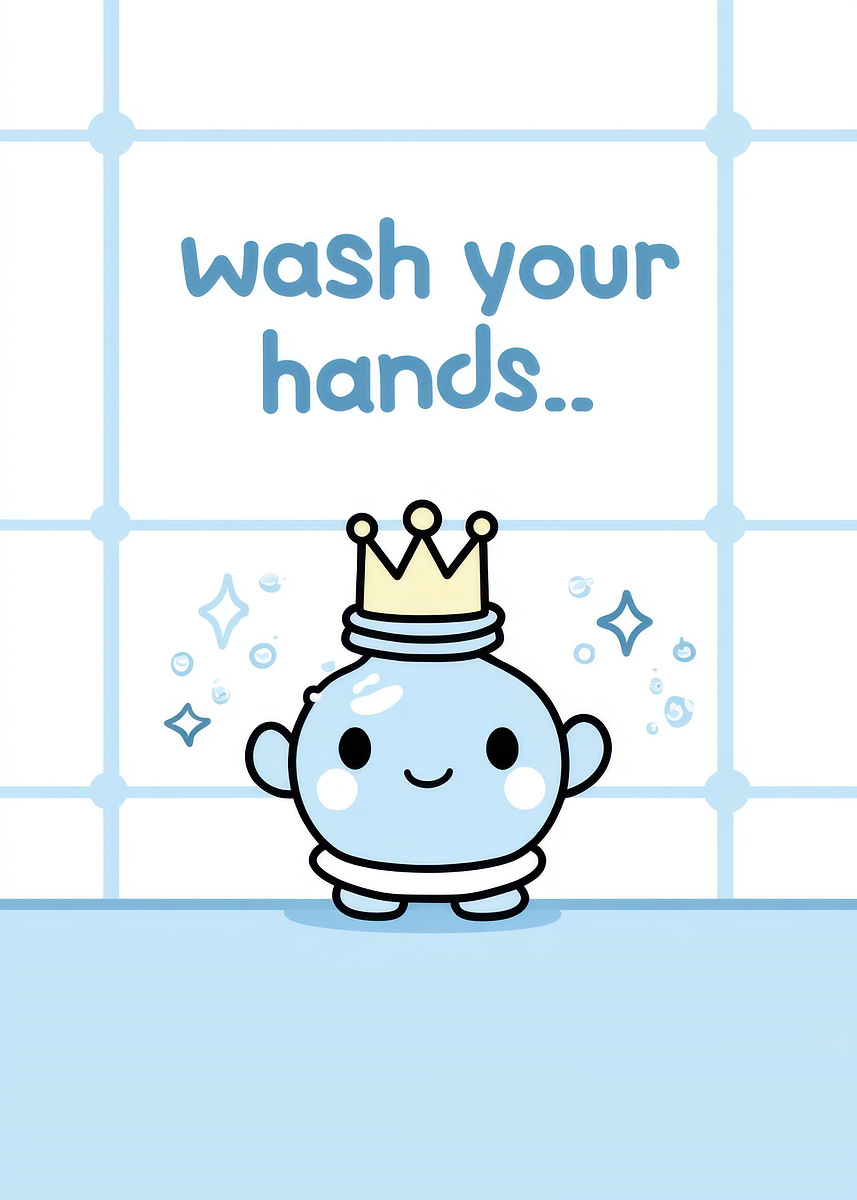 'Wash Your Hands Cute Illustration' Poster, picture, metal print, paint ...