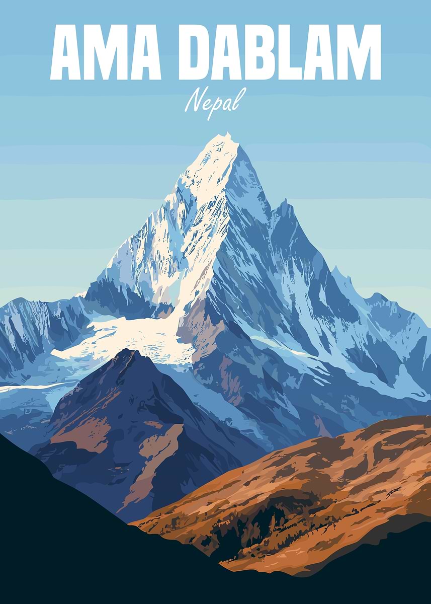 'Ama Dablam Nepal Mountain' Poster, picture, metal print, paint by Mesh ...