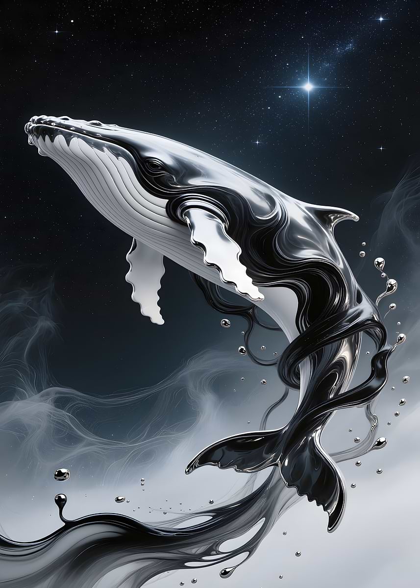 'Abstract Whale in Space' Poster, picture, metal print, paint by KOKU ...
