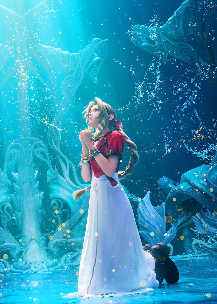 'Aerith Gainsborough in Prayer' Poster, picture, metal print, paint by ...