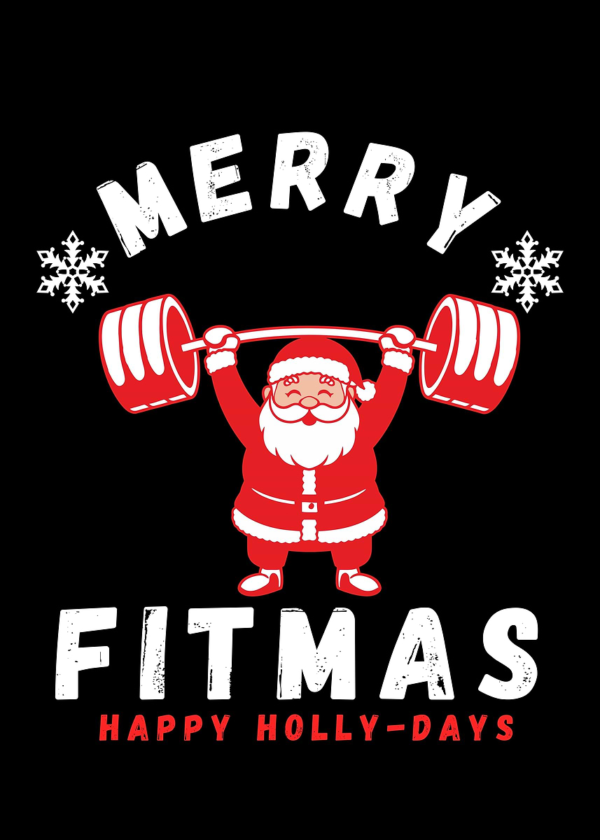 'Merry Fitmas Santa Claus Weightlifting' Poster, picture, metal print ...