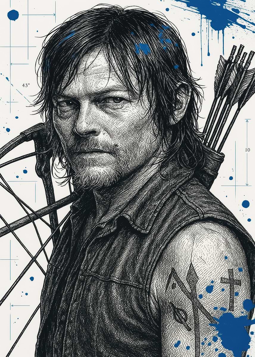 'Daryl Dixon Sketch Art' Poster, picture, metal print, paint by Zen Art ...