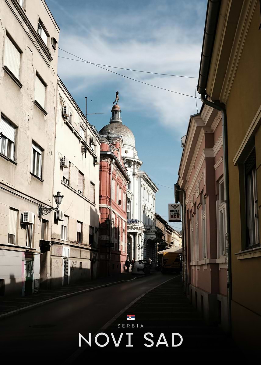 'Novi Sad street view, Serbia' Poster, picture, metal print, paint by ...