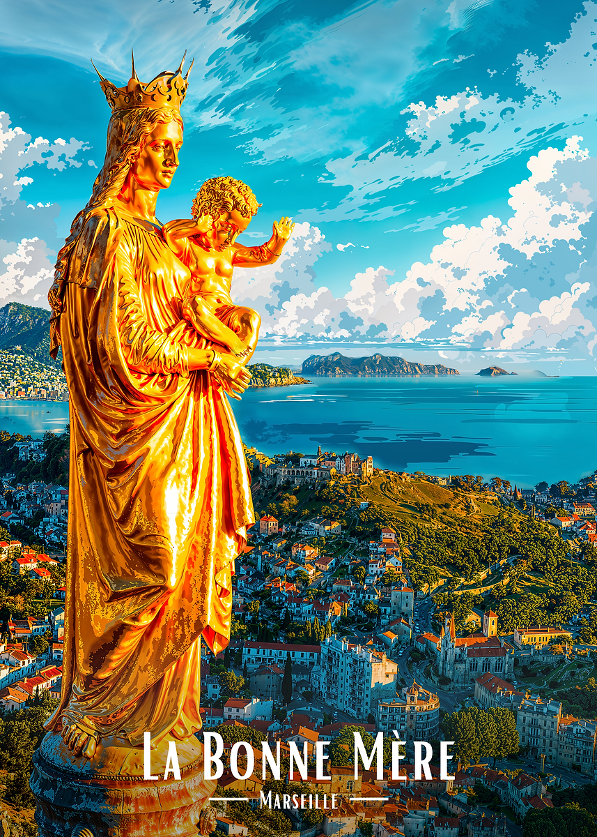 'La Bonne Mère, Marseille' Poster, picture, metal print, paint by ...