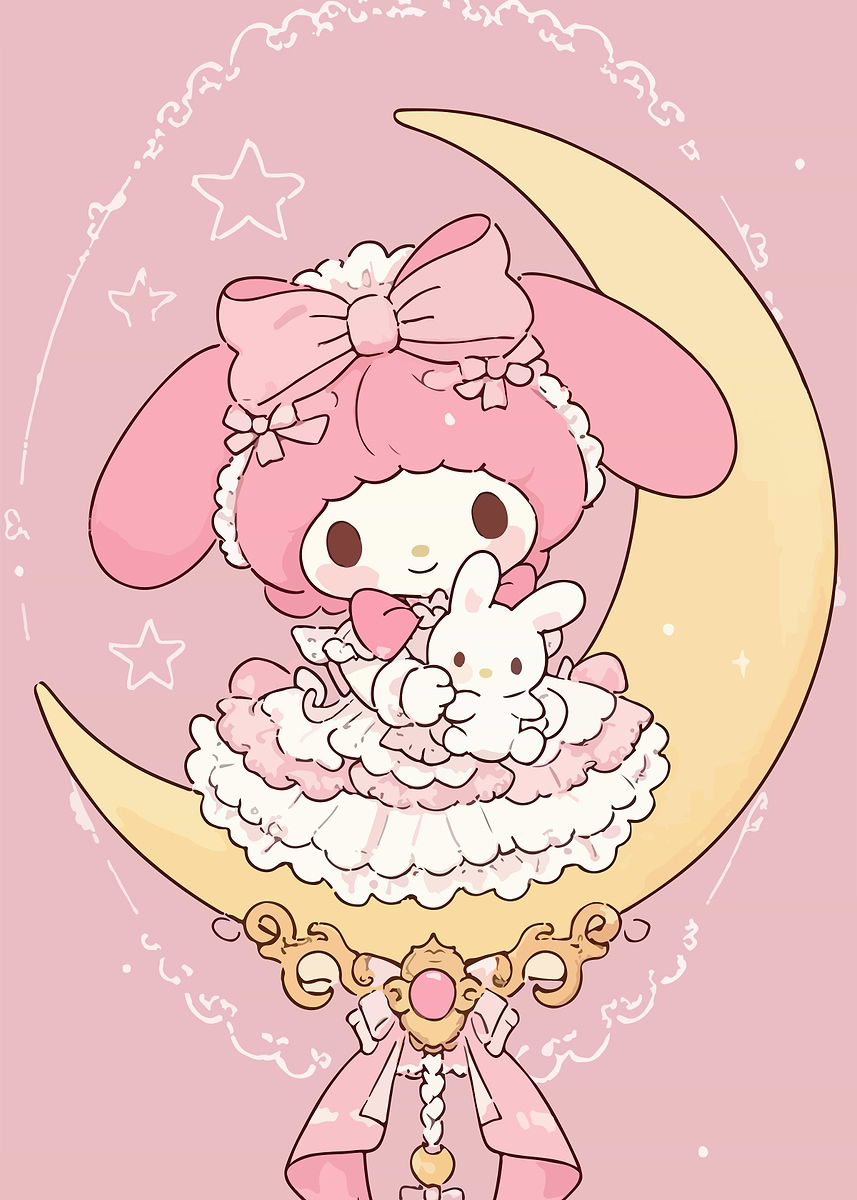 'My Melody on the Moon' Poster, picture, metal print, paint by Sanrio ...