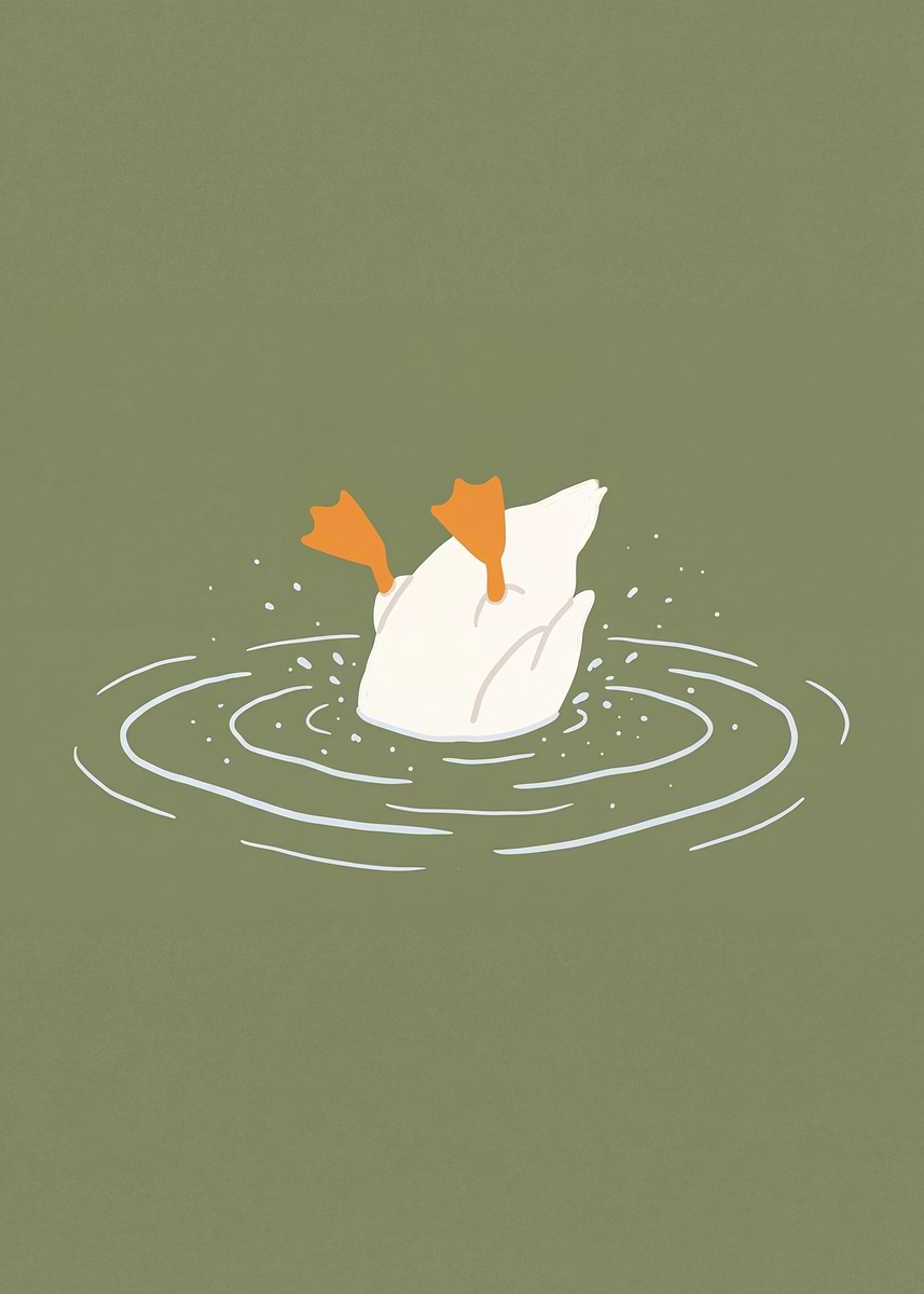 'Funny Duck Diving In Water' Poster, picture, metal print, paint by ...