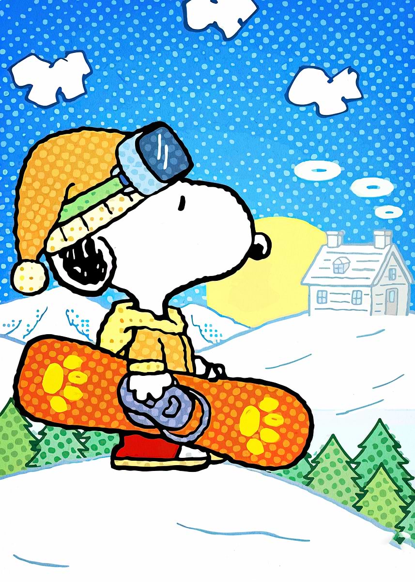 'Snoopy Snowboarding Adventure' Poster, picture, metal print, paint by ...