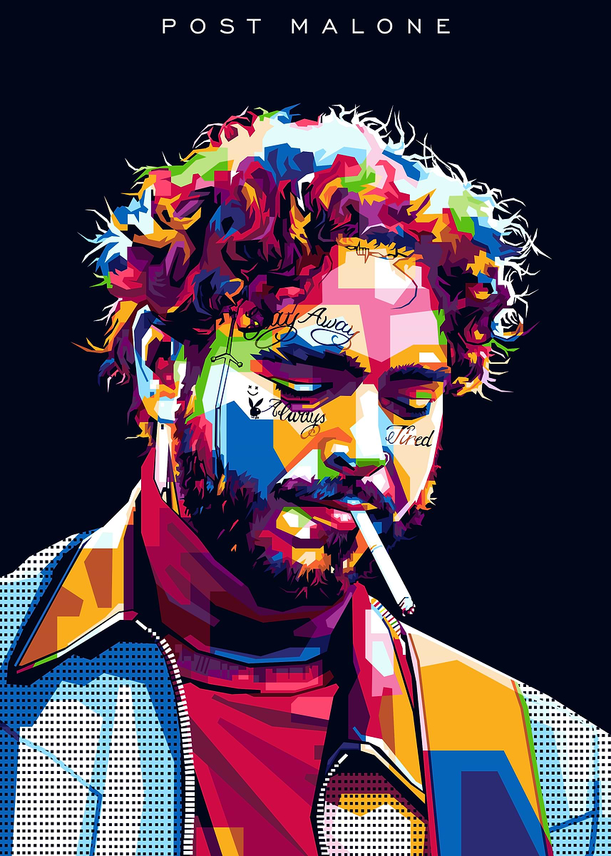 'Post Malone ' Poster, picture, metal print, paint by MK STUDIO | Displate