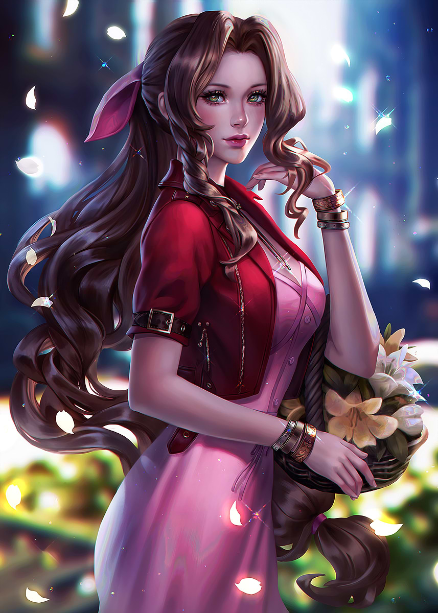 'Aerith Gainsborough Digital Art Portrait' Poster, picture, metal print ...