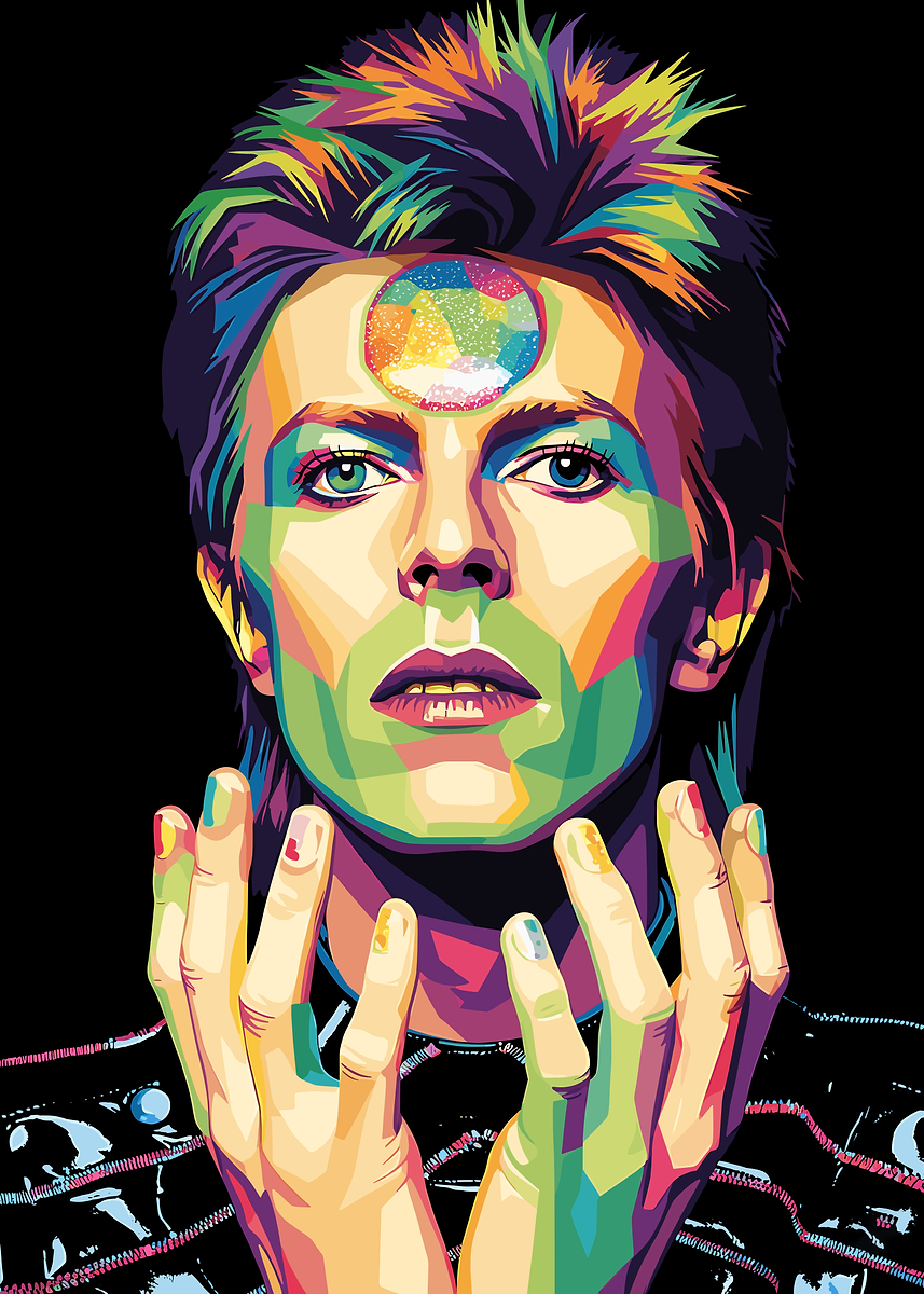 'David Bowie Colorful Pop Art Portrait' Poster, picture, metal print ...