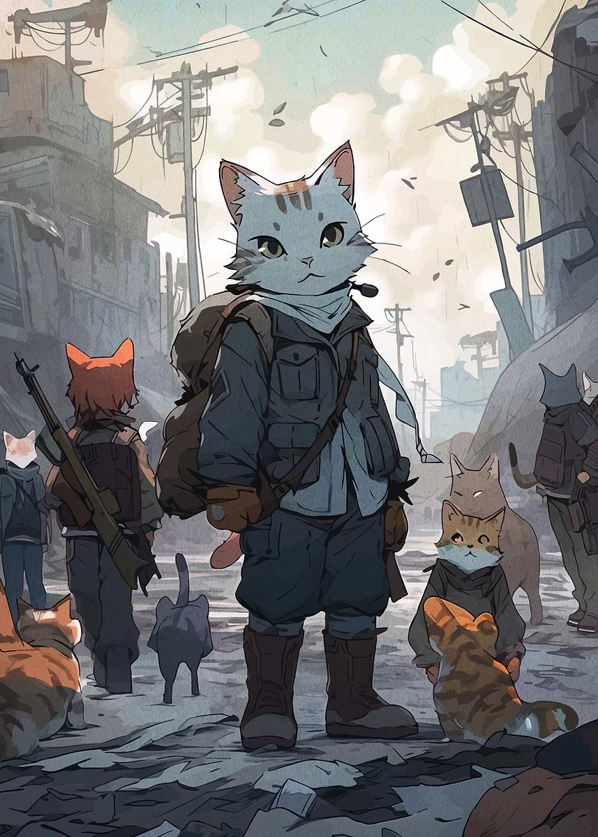 'Post-Apocalyptic Cat Patrol' Poster, picture, metal print, paint by ...