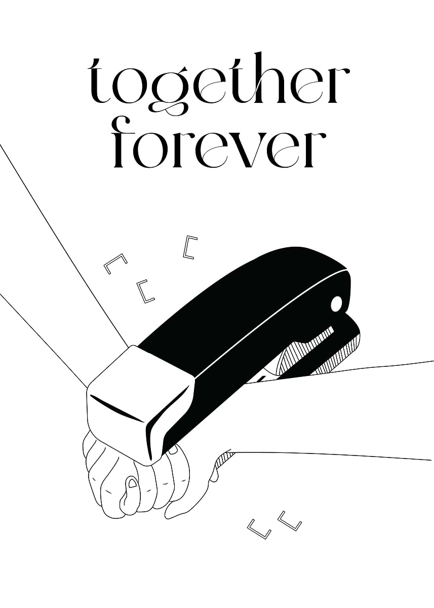 'Together Forever Stapled Hands' Poster, picture, metal print, paint by ...