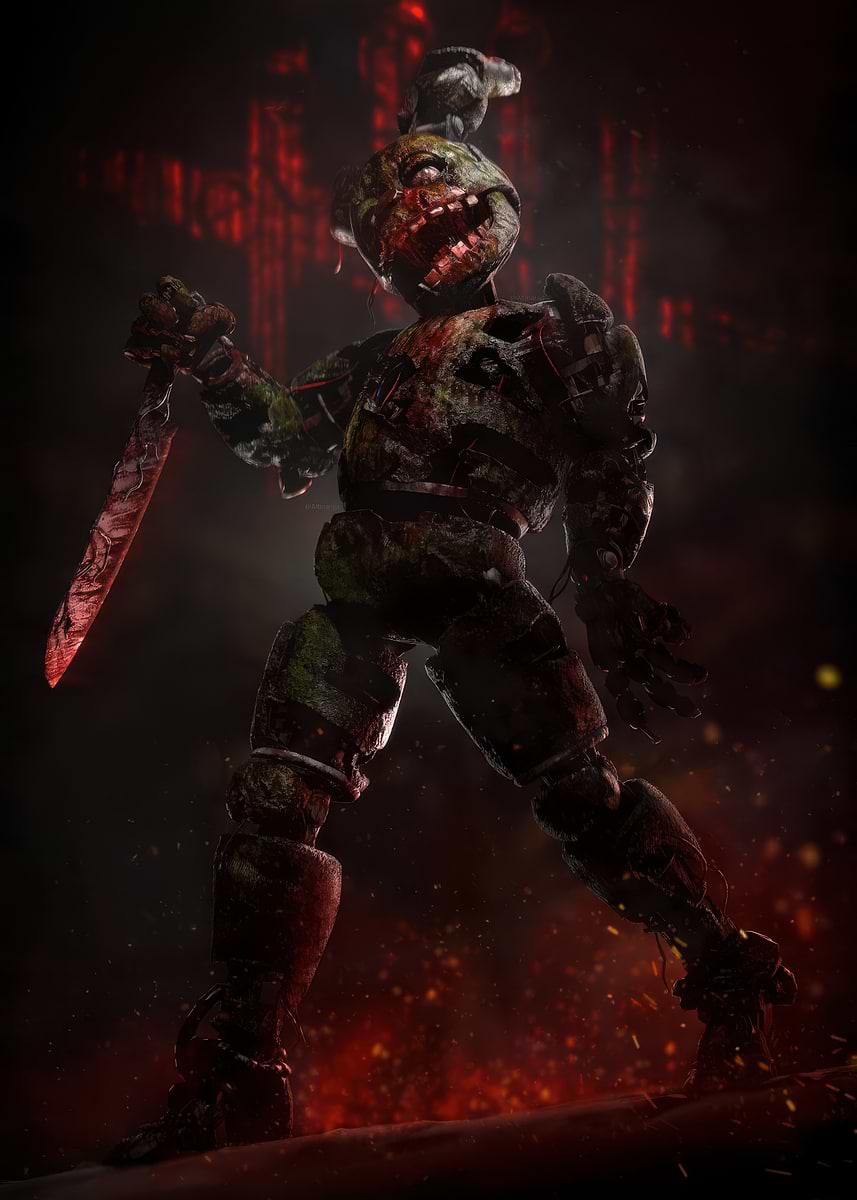 'Springtrap with Bloody Knife' Poster, picture, metal print, paint by ...