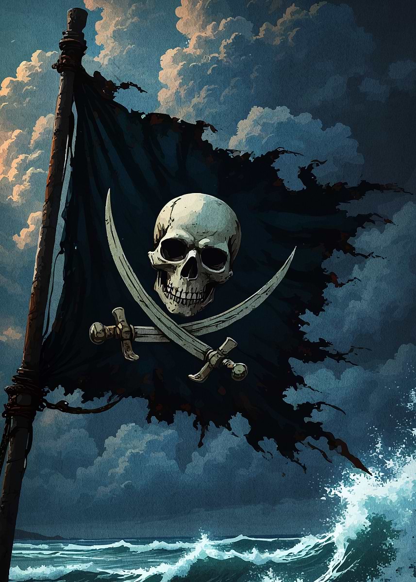 'Pirate Flag Skull Swords' Poster, picture, metal print, paint by ...