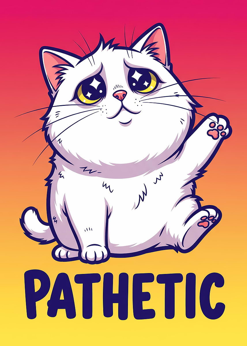 'Pathetic Cat Cartoon' Poster, picture, metal print, paint by 8DD ...