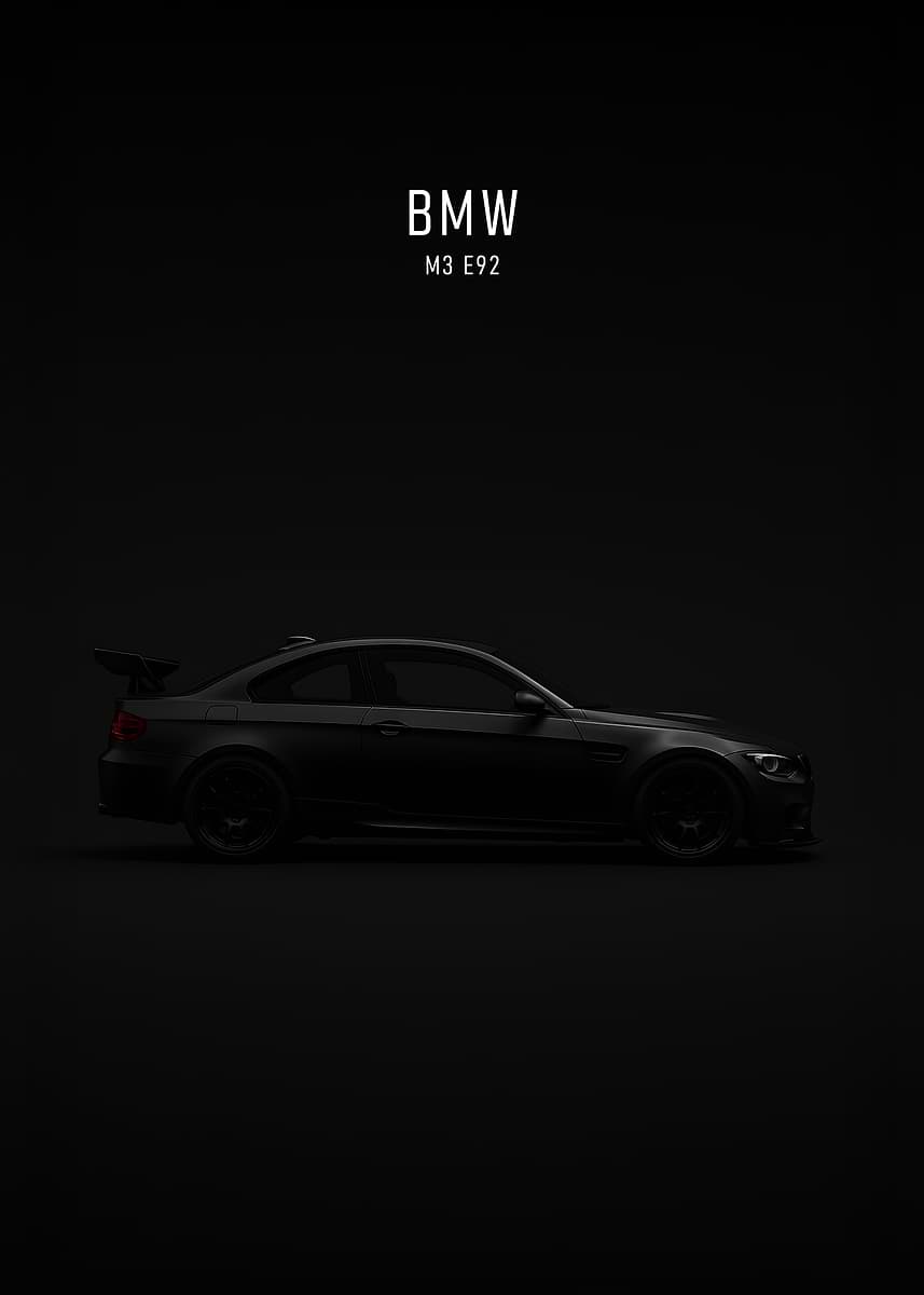 'BMW M3 E92 Dark Minimalist' Poster, picture, metal print, paint by Eli ...