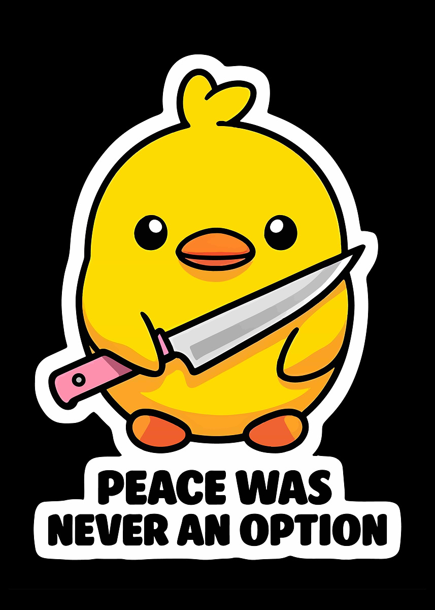 'Cute Chick with Knife: No Peace' Poster, picture, metal print, paint ...