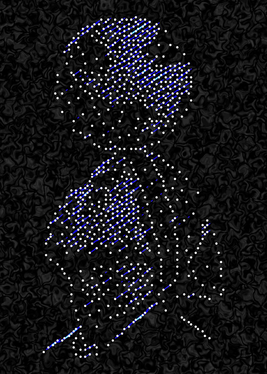 'Abstract Portrait with Dots and Lines' Poster, picture, metal print ...