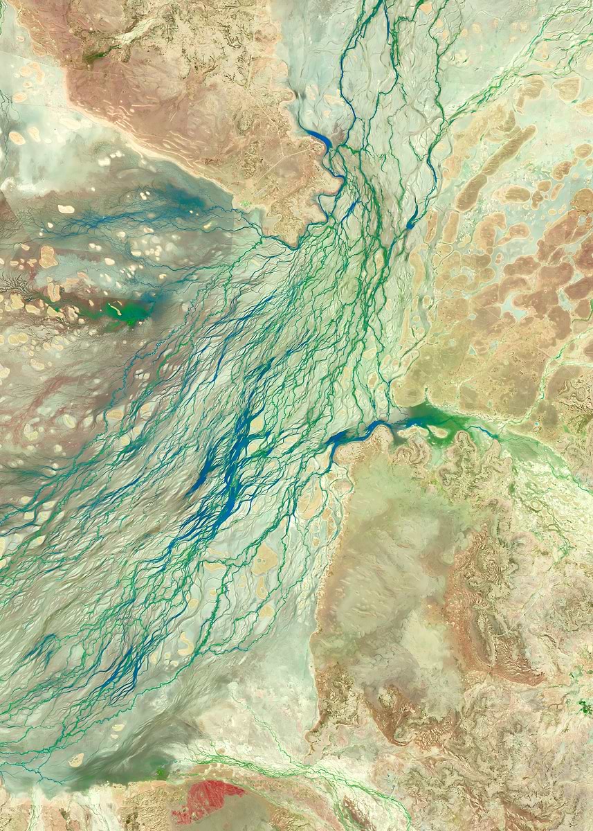 'Arid Lands, Flowing Veins' Poster, picture, metal print, paint by NASA ...