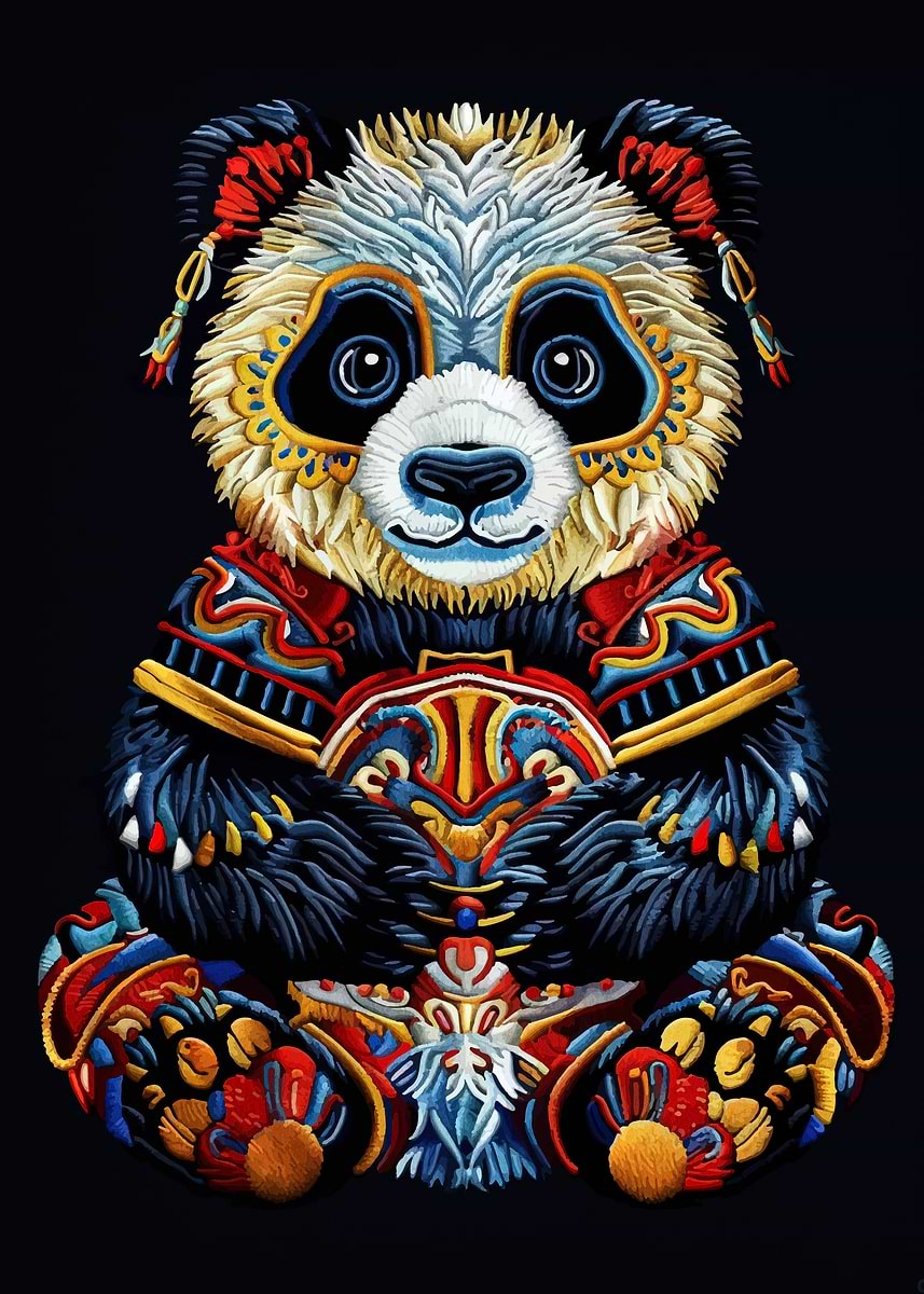 'Ornate Panda Bear Illustration' Poster, picture, metal print, paint by ...