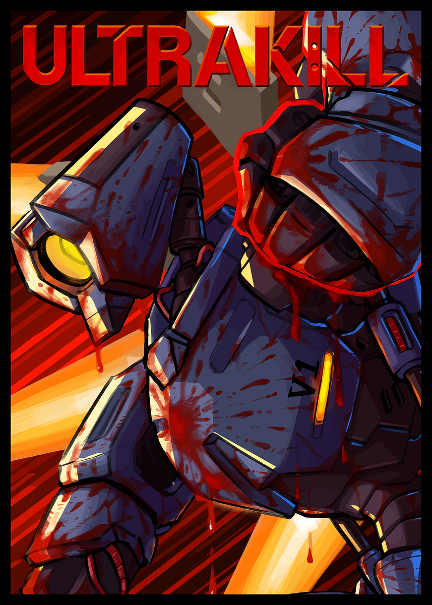 'ULTRAKILL Robot Bloodshed' Poster, picture, metal print, paint by MoMo ...