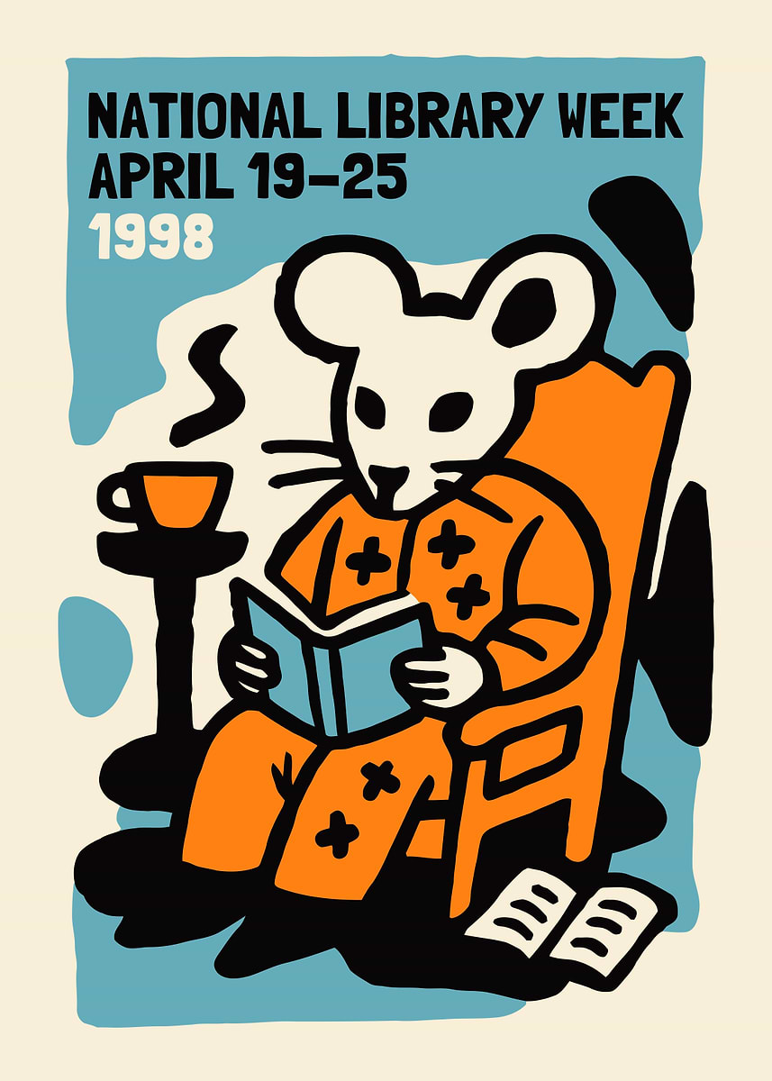 'National Library Week 1998 Poster' Poster, picture, metal print, paint ...