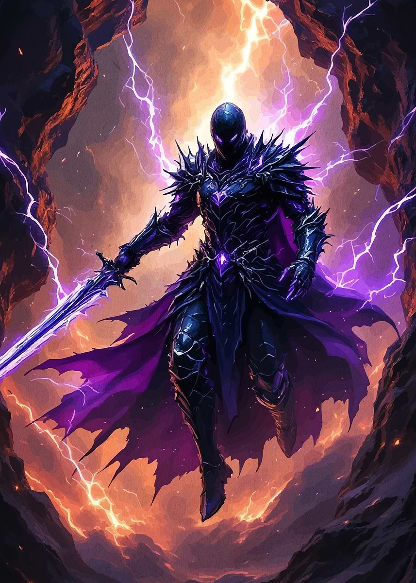 'Dark Knight Lightning Sword' Poster, picture, metal print, paint by ...