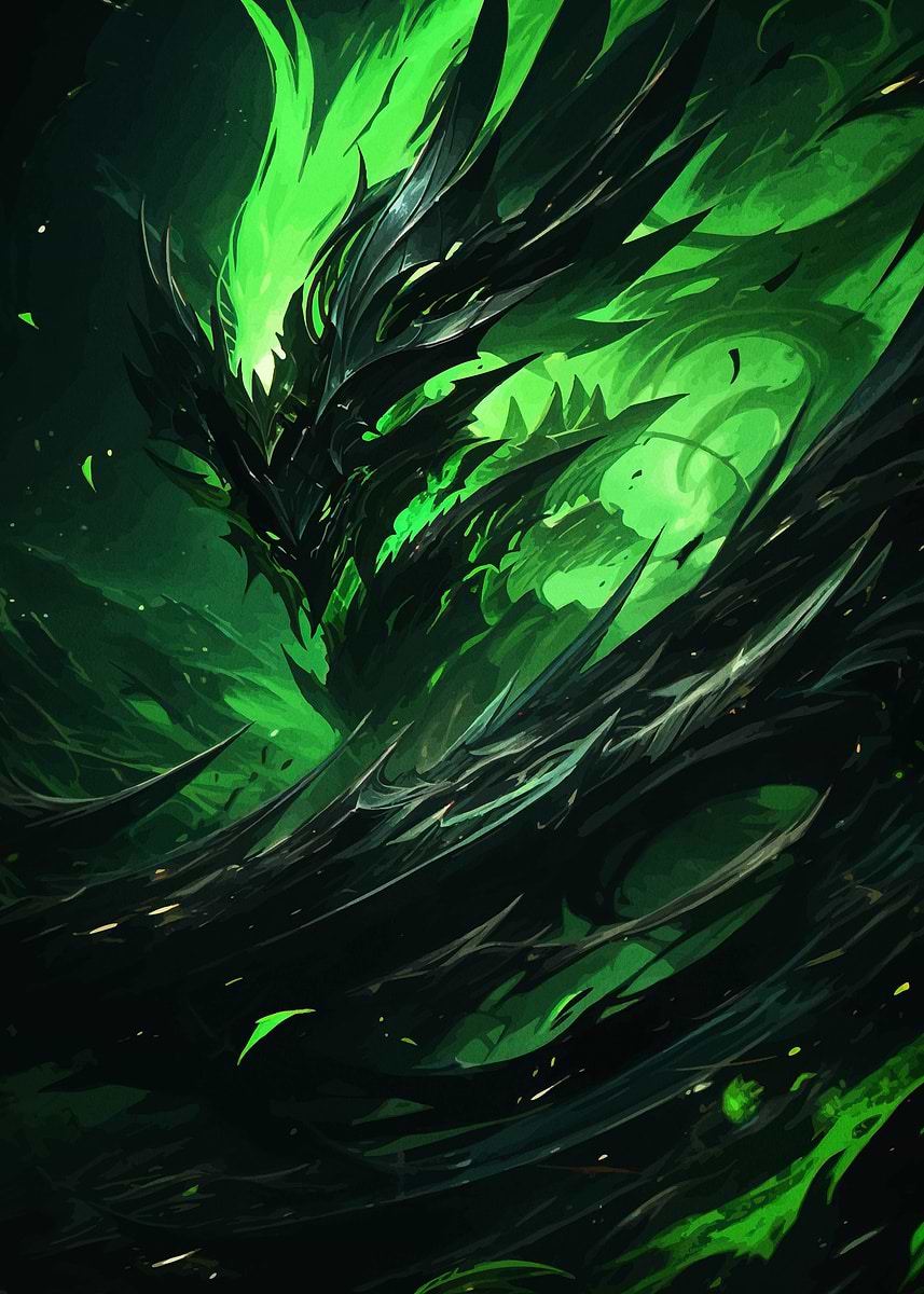 'Abstract Green Dragon ' Poster, picture, metal print, paint by ...