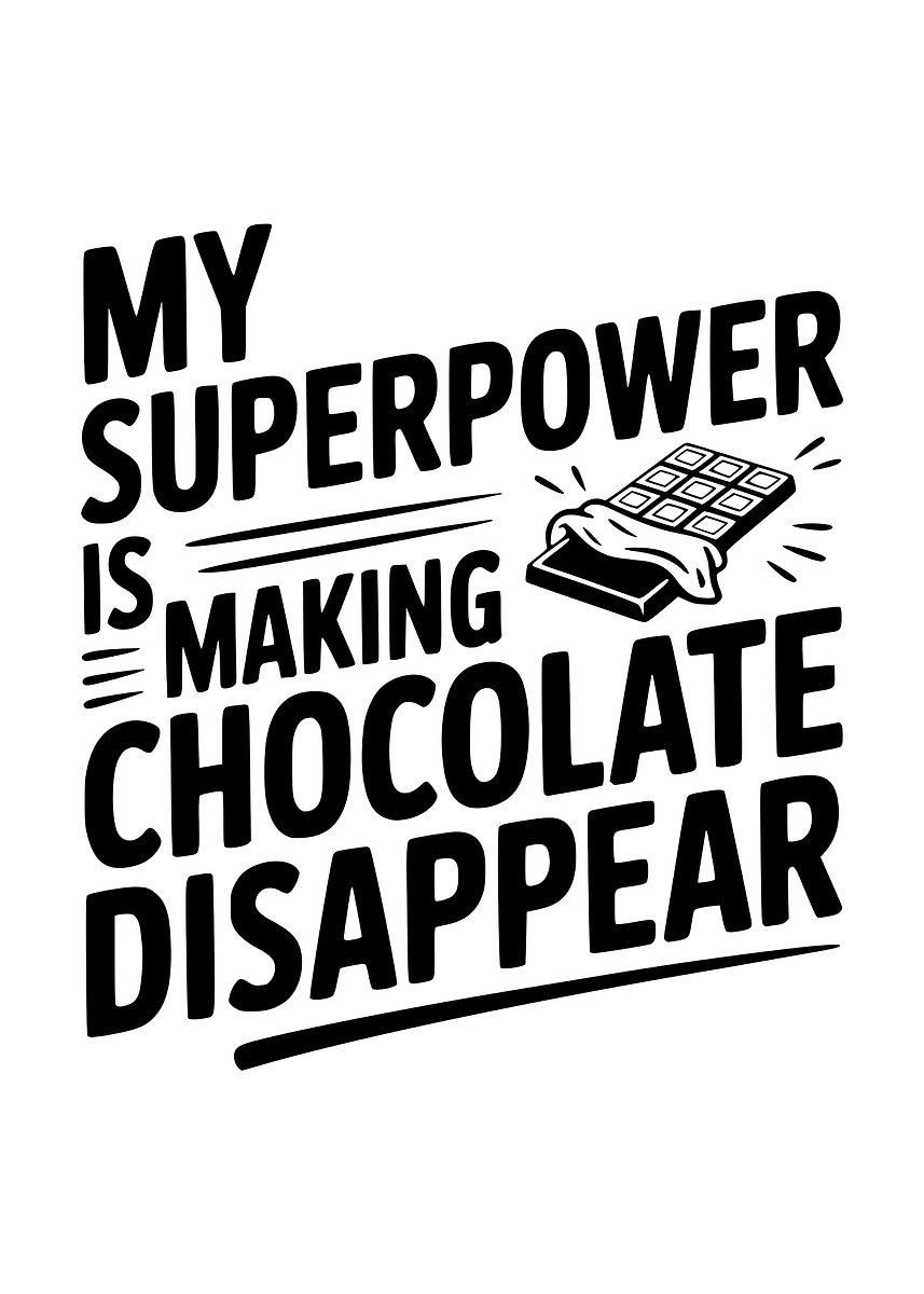 'Chocolate Disappearing Superpower' Poster, picture, metal print, paint ...