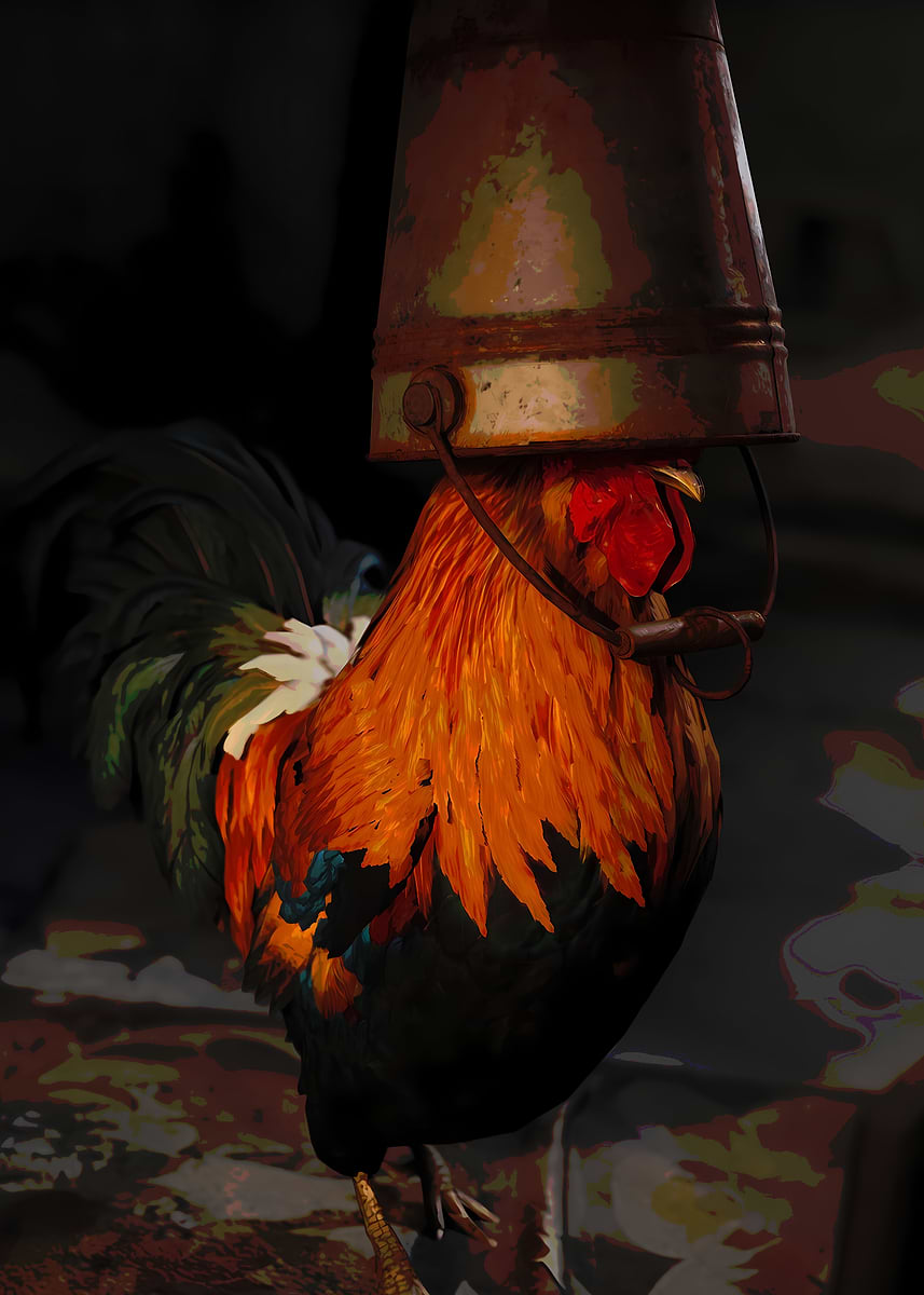 'Arc Raiders chicken rooster ' Poster, picture, metal print, paint by ...