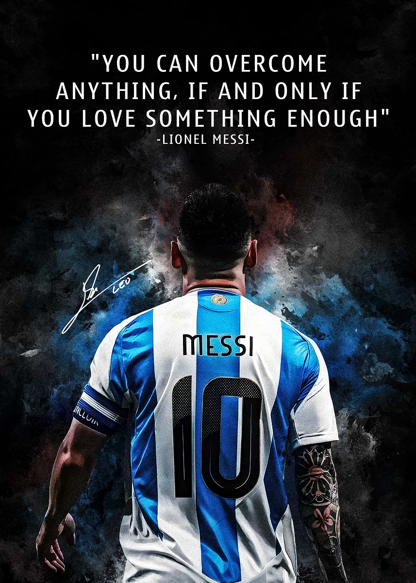 'Lionel Messi Inspirational Quote Poster' Poster, picture, metal print ...
