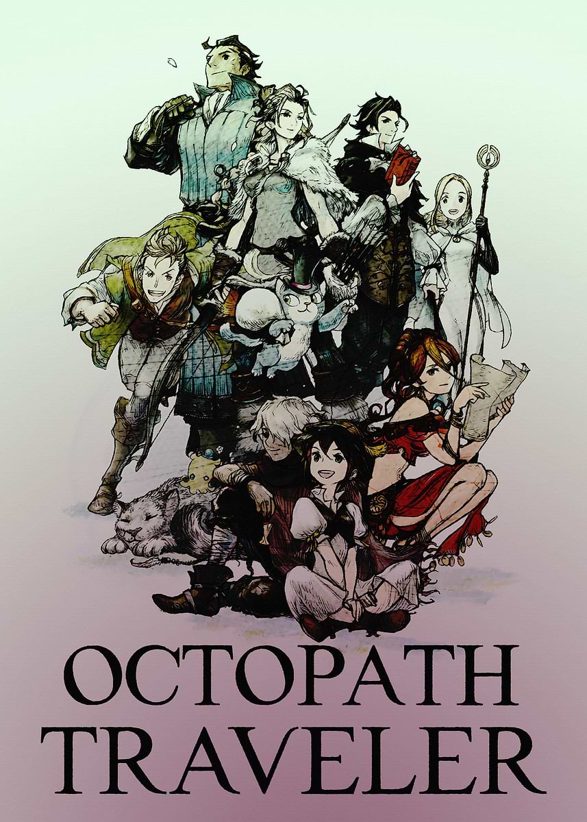 'Octopath Traveler Group Illustration' Poster, picture, metal print ...