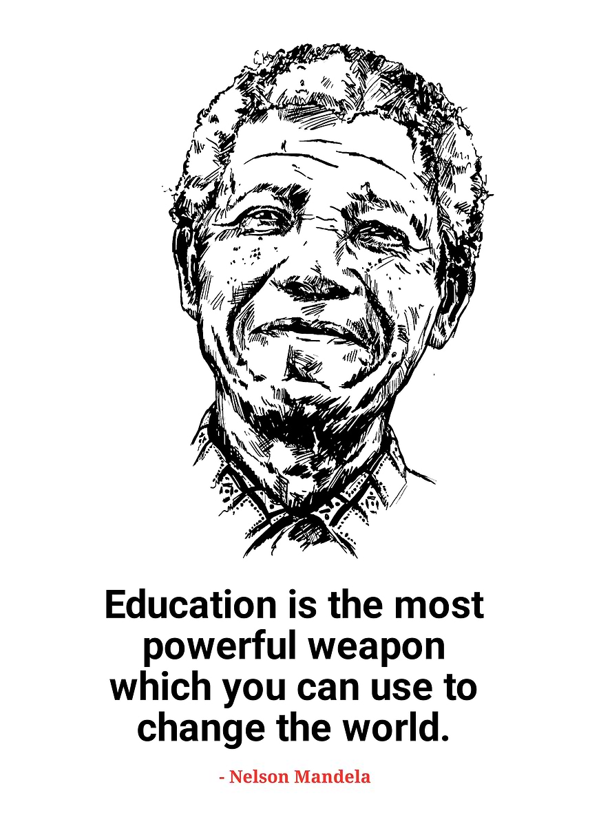 'Nelson Mandela Education Quote Portrait' Poster, picture, metal print ...