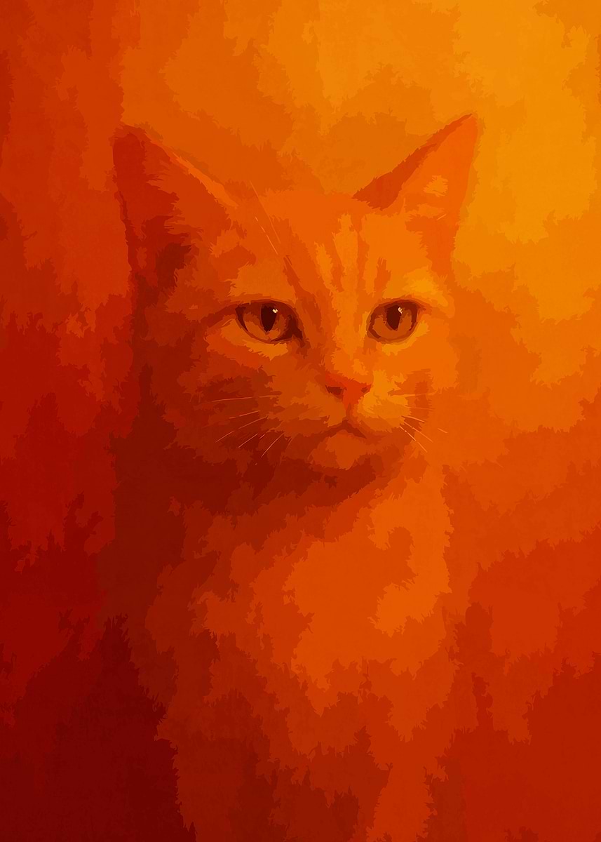 'Orange Cat Portrait' Poster, picture, metal print, paint by Tiago Fun ...