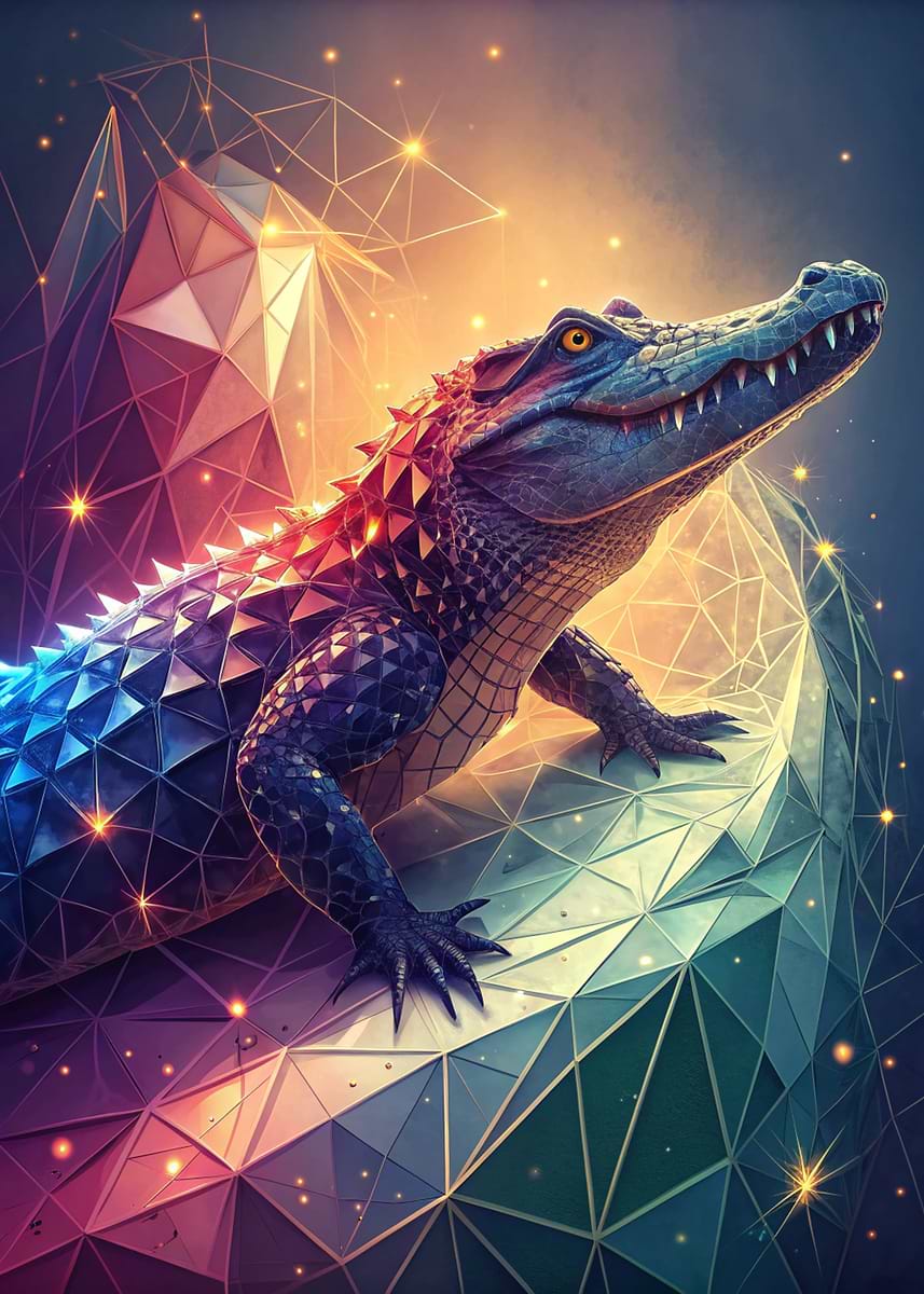 'Geometric Alligator Digital Art' Poster, picture, metal print, paint ...
