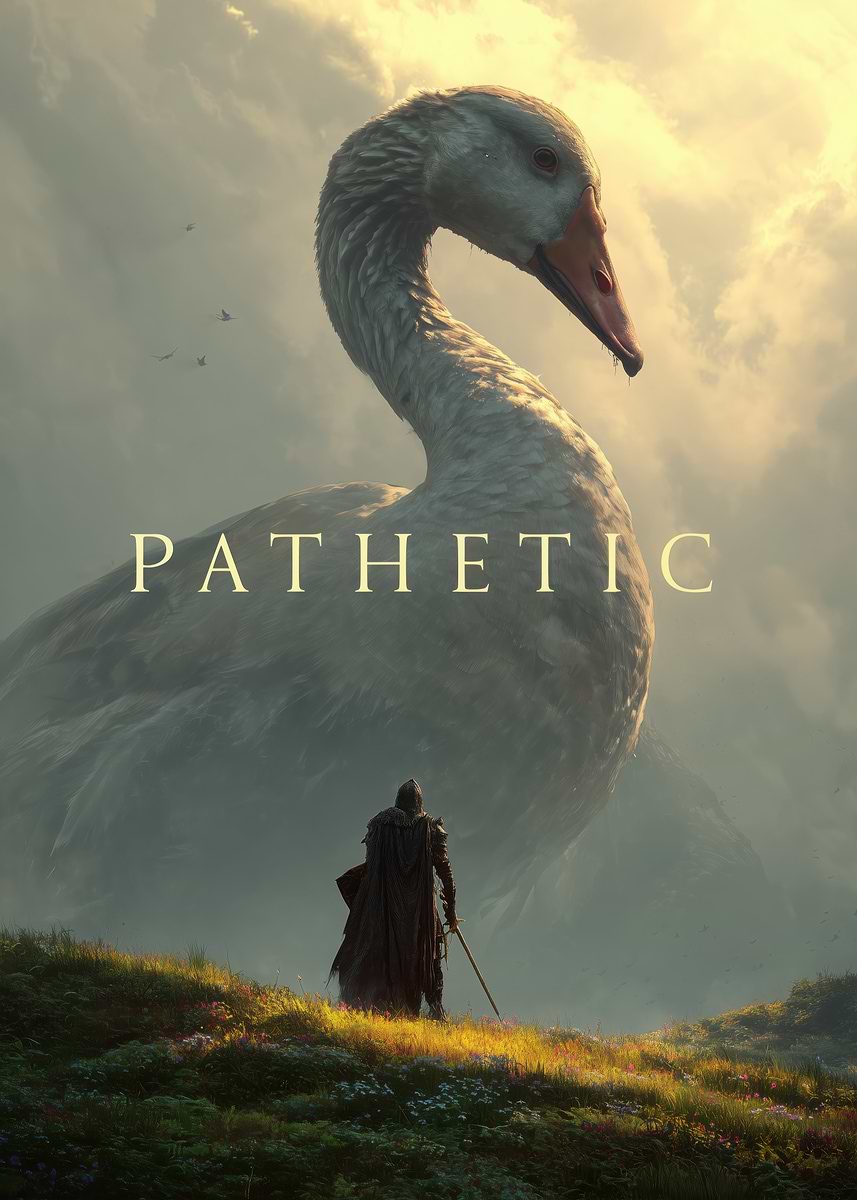 'Pathetic: Giant Goose and Knight' Poster, picture, metal print, paint ...