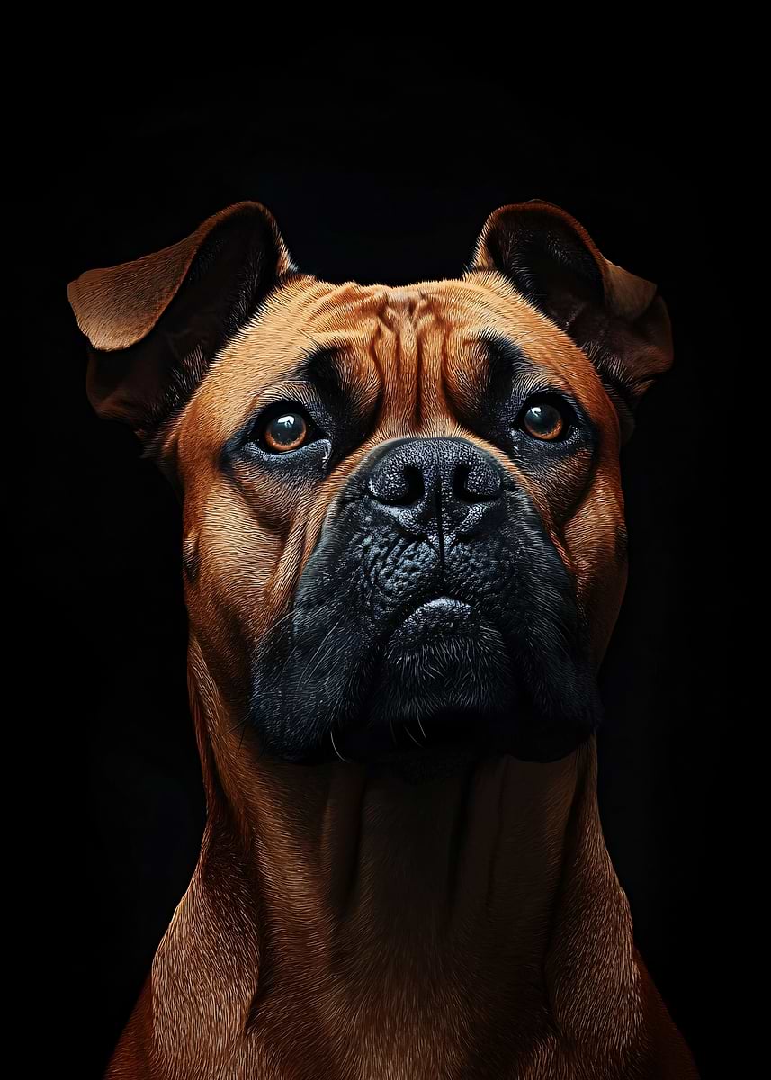 'Portrait of a Brown Boxer Dog' Poster, picture, metal print, paint by ...