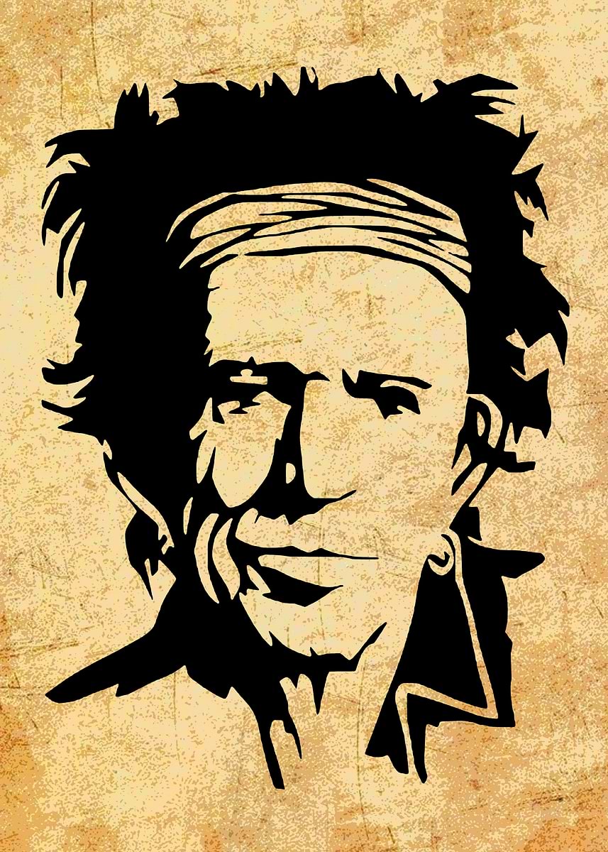 'Keith Richards Portrait Black Silhouette' Poster, picture, metal print ...