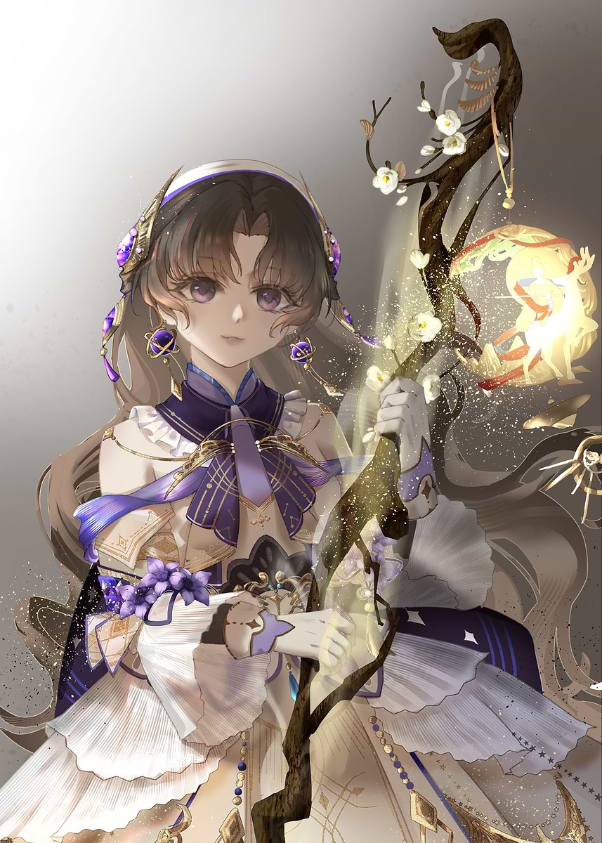 'Anime Girl with Staff and Glowing Orb' Poster, picture, metal print ...