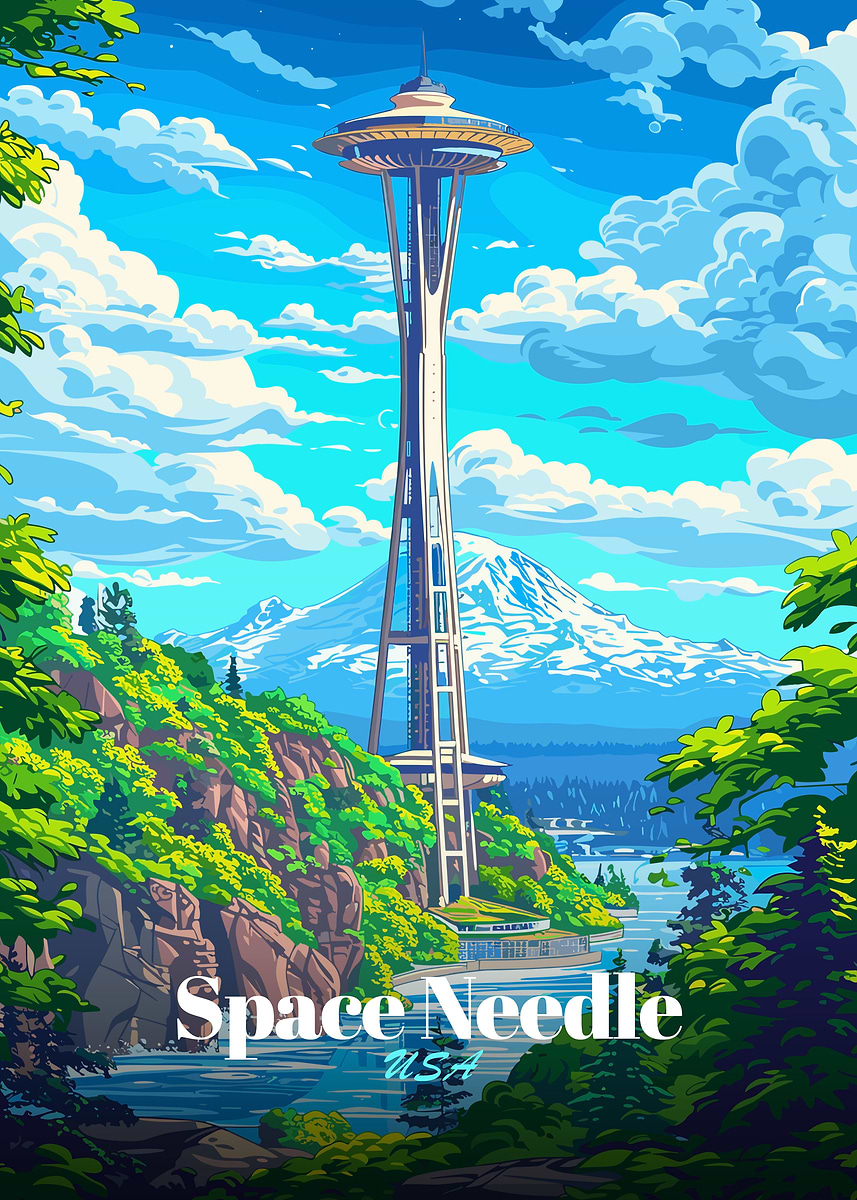 'Space Needle, Seattle, USA' Poster, picture, metal print, paint by ...