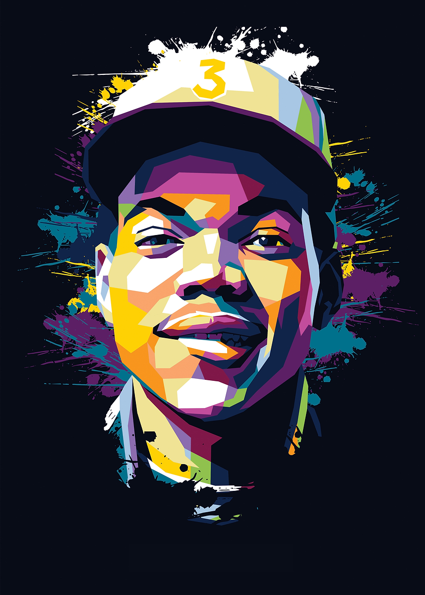 'Chance the Rapper Colorful Portrait' Poster, picture, metal print ...