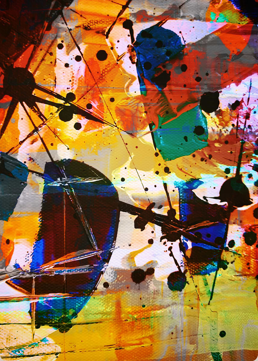 'Abstract Colorful Splatter Painting' Poster, picture, metal print ...