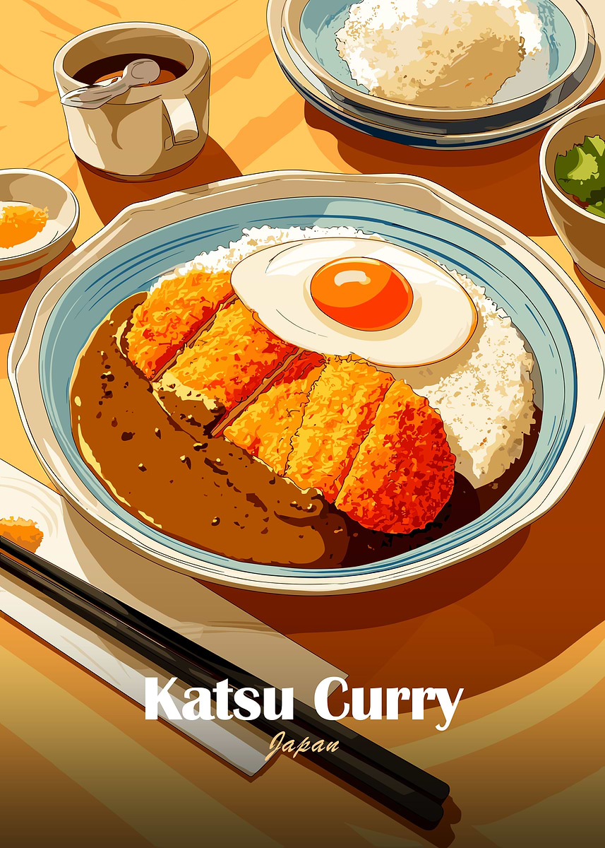 'Katsu Curry Japan' Poster, picture, metal print, paint by Kaos Polos ...